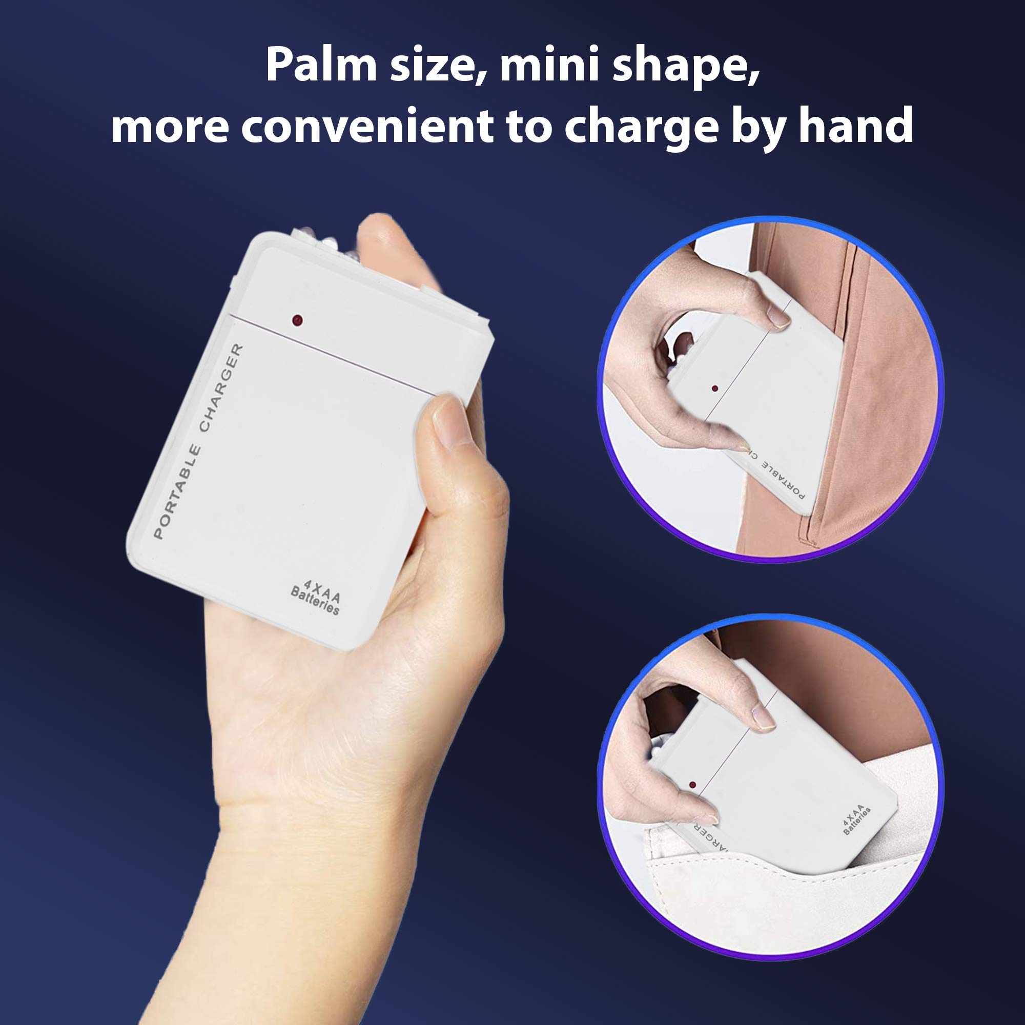 Success4Sport Portable AA Battery Travel Charger Works for Asus ZenPad 10 16GB and Emergency Re-Charger with LED Light! (Takes 4 AA Batteries,USB-C) [White]