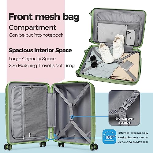Melalenia Luggage Carry On Suitcase Sets, Expandable PP Hard Shell Suitcase with Spinner Wheels,Travel Luggage with TSA Locks 22x14x9 Airline Approved