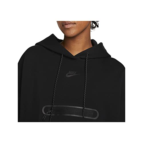Nike Sportswear Tech Fleece Women's Over-Oversized Crop Pullover Hoodie (as1, alpha, m, regular, regular, Black/Black)