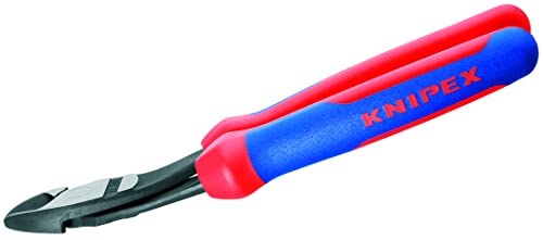 KNIPEX 74 22 200 Comfort Grip High Leverage Angled Diagonal Cutter, 8-Inch, Angled, Comfort Grip