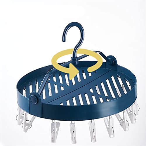 LIUZH Round Two-Way Foldable Clothes Hanger Underwear Socks Multi-Purpose 360-degree rotatable 18 Clip Clothes Rack ( Color : OneColor , Size : 18 Clips )