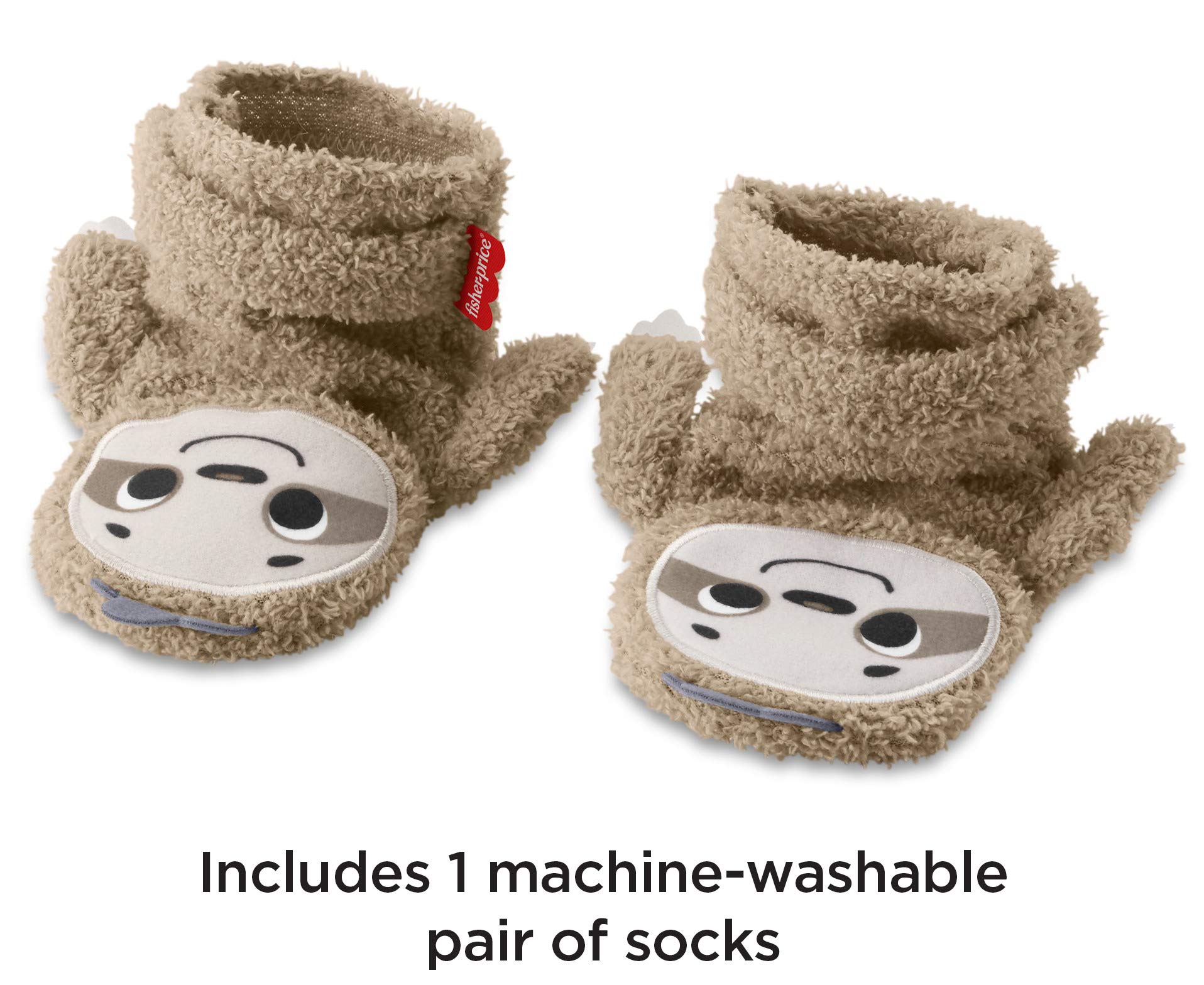 Fisher-Price Sloth Activity Socks, Adjustable Pair of Wearable Baby Rattle Toys