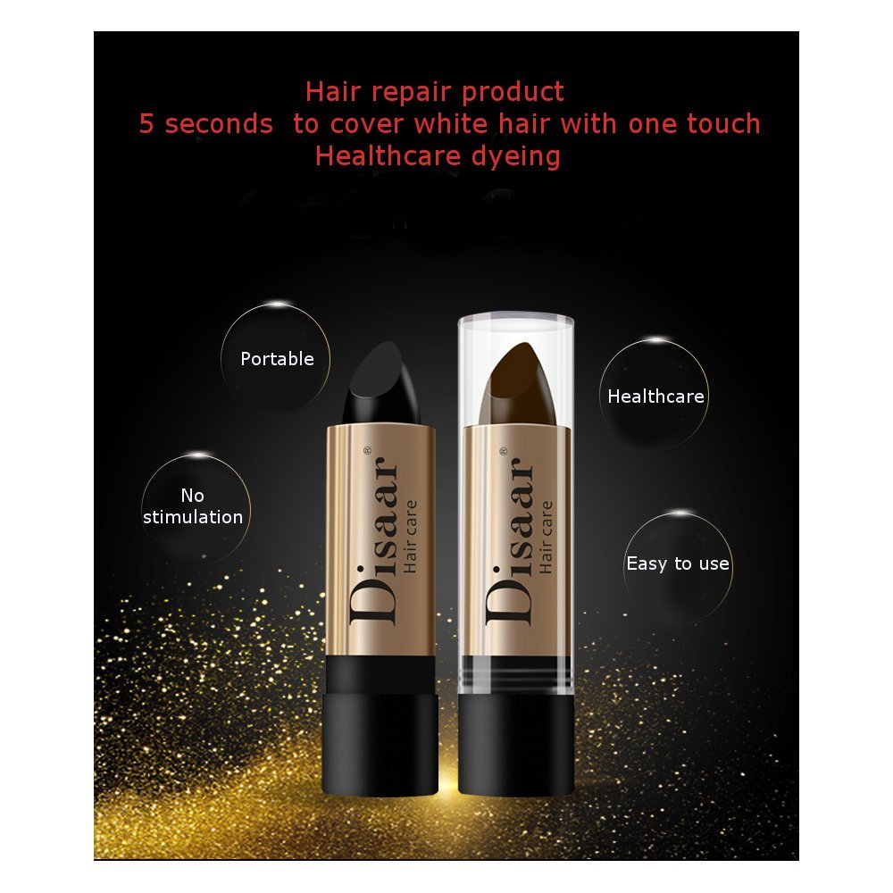 DISAAR Beauty Hair Care Balm Hide White Grizzle Hair Color Lipstick 10g (BLACK)