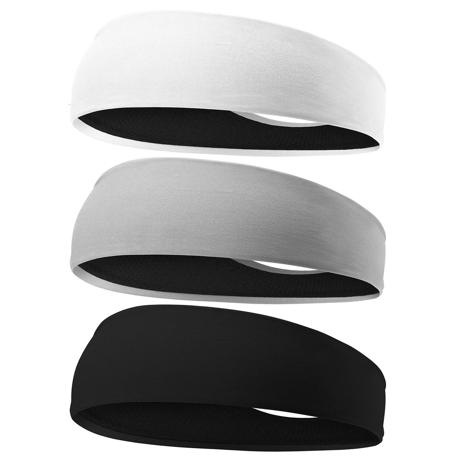 EasYoung Headbands for men, 3 pack Guys Workout Sweatbands Sport Headbands for Running, Crossfit, Working Out and Performance Stretch Workout Hairbands, Moisture Wicking Versatile Headbands Fits All