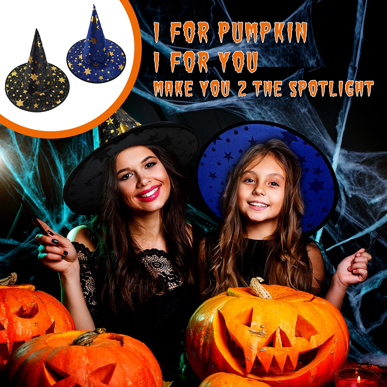 HOPEMATE 17 PCS Pumpkin Carving Kit for Kids&Adults with Witch Hats LED Candles Stainless Molds Pumpkin Carving Cutting Knife Set