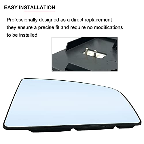 Driver Left Side Heated Mirror Glass Replacement for 2015 2016 2017 Ford Transit T150 T250 T350 Mirror - Side View Heated Convex Mirror Glass with Rear Holder, Replace CK4Z17K707B