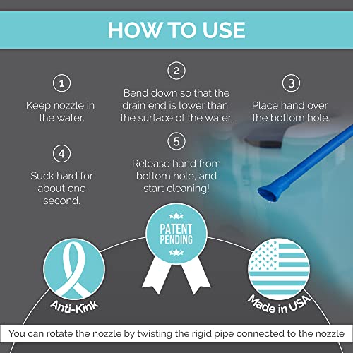 Hot Tub Vacuum Spa Vac - Manual, Cordless Spa Cleaner with Constant Suction - Handheld, Kink-Free Hose and Wand for Dirt, Grass, and Other Debris