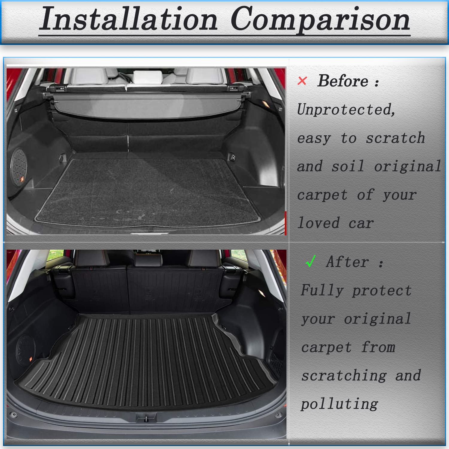 Explorer Cargo Liners - All Weather Protection Rear Cargo Trunk Tray Floor Mats Compatible with 2011-2019 Ford Explorer with 5 Seats,3D Modeling Waterproof Durable Odorless TPO Accessories Custom-Fit