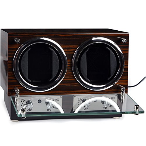 The Luxury Box - Paragon 2 Glass Window Display Double Watch Winder - Color: Ebony (Lacquer)