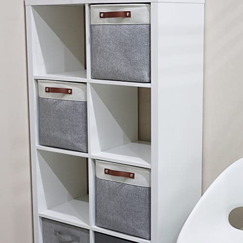 Kntiwiwo Cube Storage Bin Gray Cube Storage Bins for Closet Organizers and Storage Shelves Foldable Storage Cubes with Handles Set of 3,13”x13”x13”