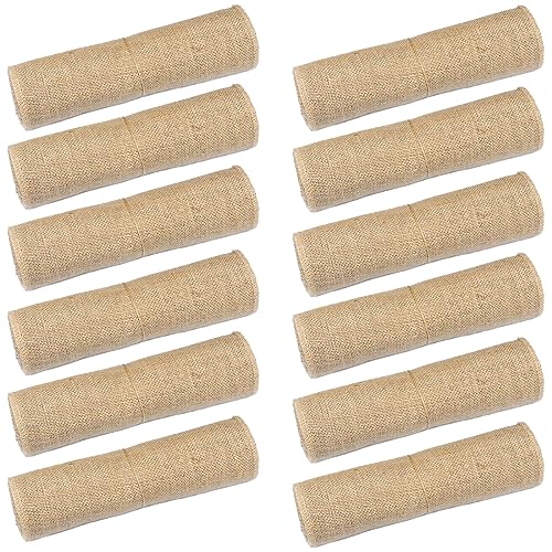Tosnail 12 Pack 12" x 71" Burlap Table Runners, Rustic Jute Fabric Roll, Vintage Wedding Decorations, Brown Party Runner, Dinner Table Mats Placemats for Home Decor, Outdoor Wedding, Party, Events