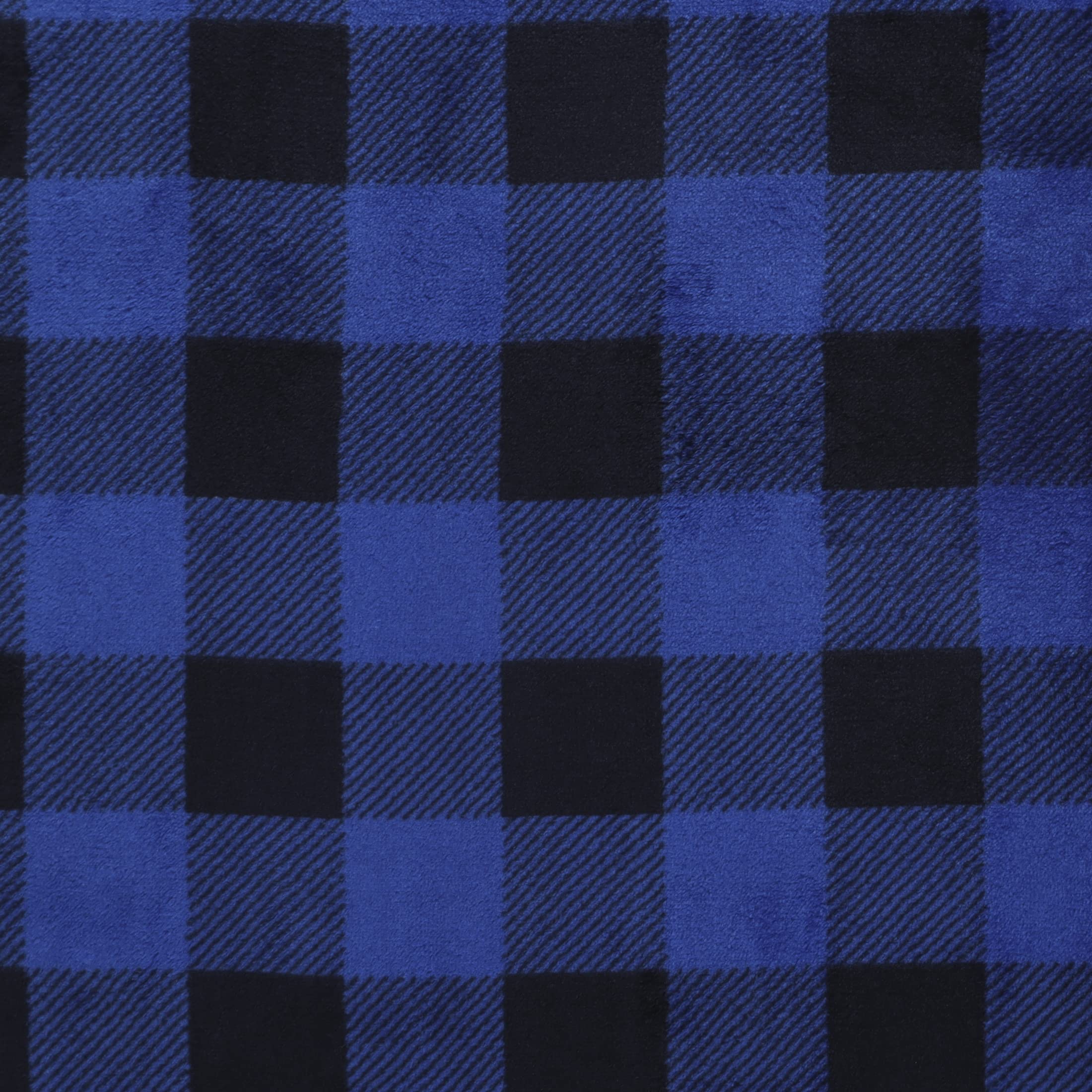 Mook Fabrics Fleece Flannel Buffalo Plaid, Blue Cut by The Yard