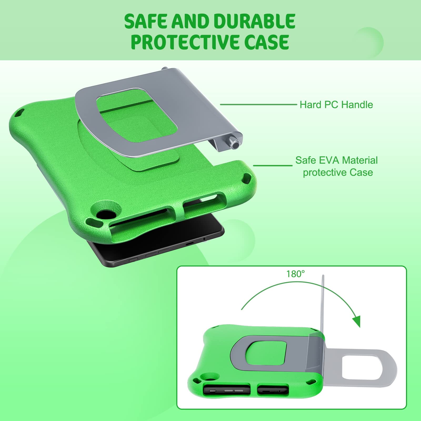 Kids-Proof 8 inch Tablet Case, Tablet 8 Kids Case(Only for 2022 Release, 12th Generation&2020 Release, 10th Generation)-Auorld Light-Weight Kids-Proof Case with Stand for Tablet 8-Green