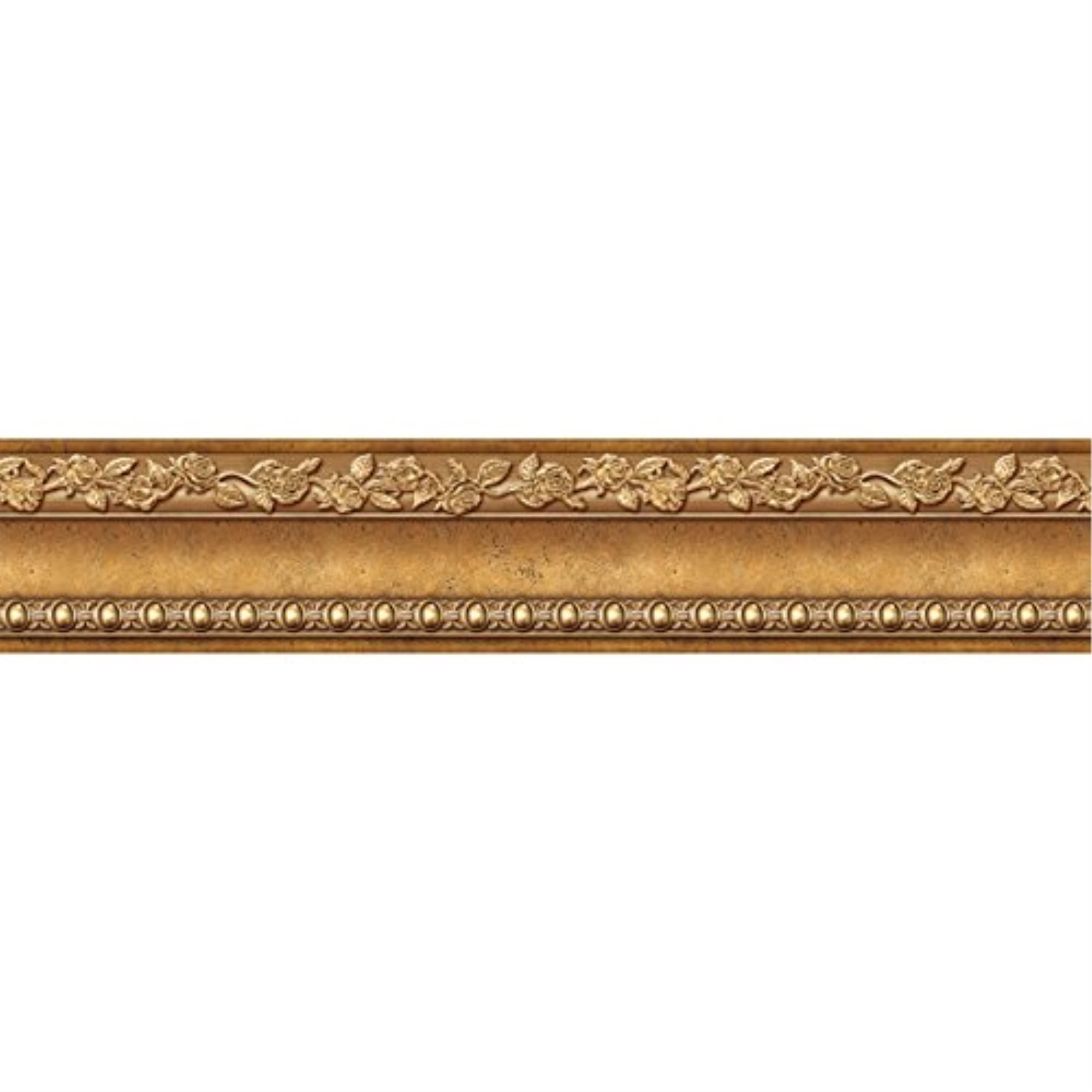 soikoi Flower Molding Peel and Stick Wall Border Easy to Apply (Gold Brown)