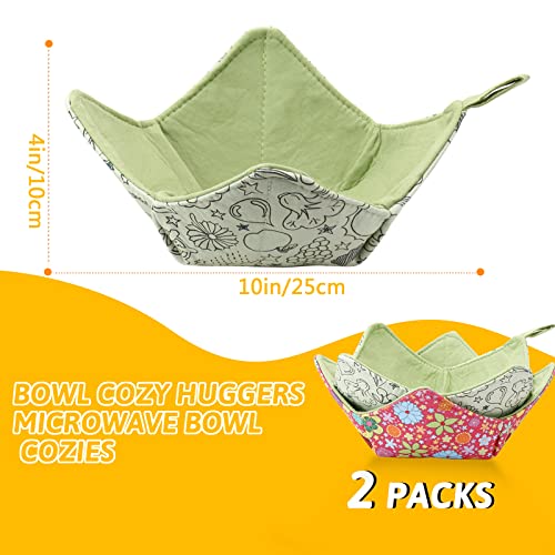 Mepple Microwave Bowl Cozy, Hot Soup Bowl Holders, Multipurpose Potholders for Hot & Cold Foods, Bowl-shaped Containers, Essential Kitchen Utensils Gadgets, Set of 2, Red and Green