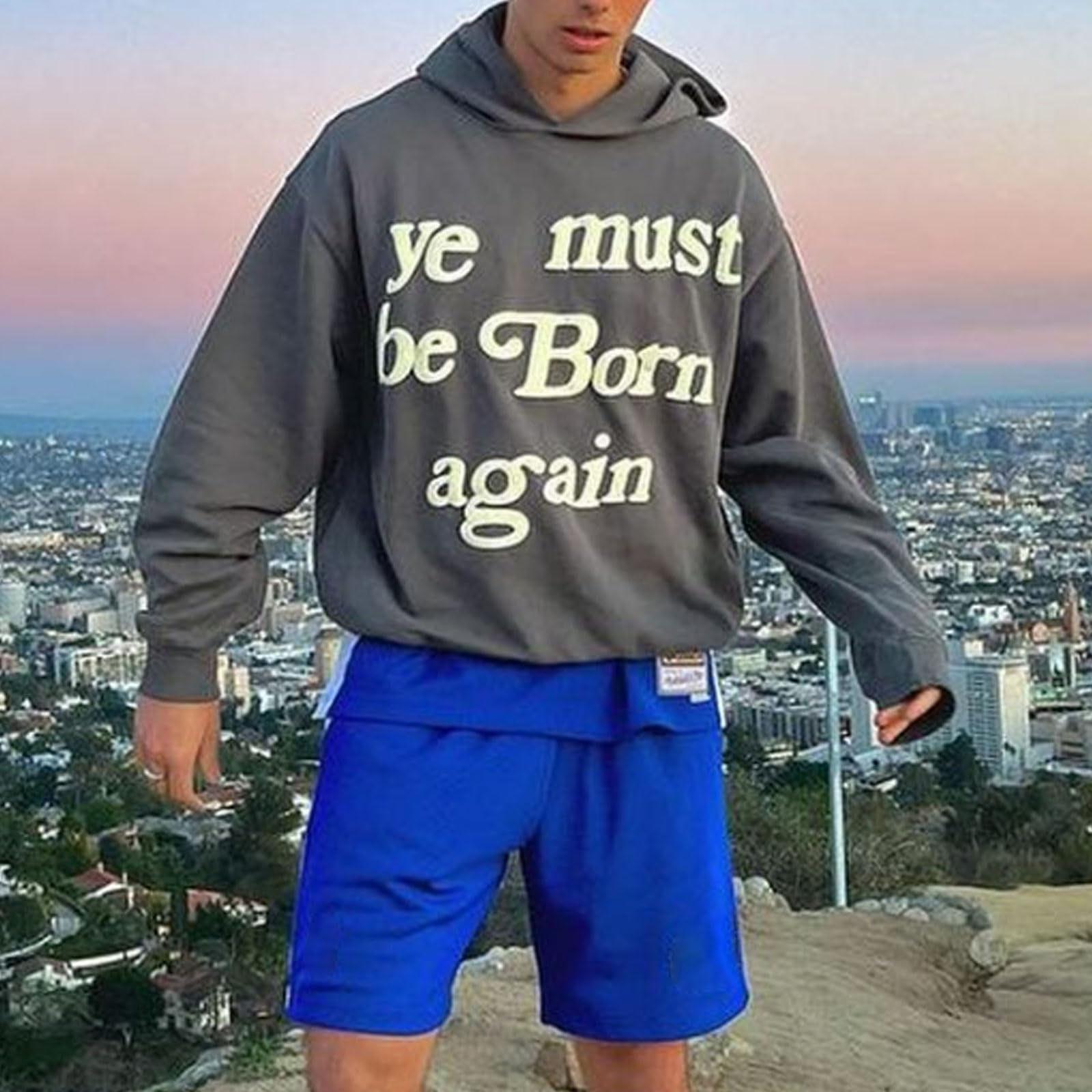 DONCARE Ye Must Be Born Again Hoodie Men's West Creativity Sweatshirt Black