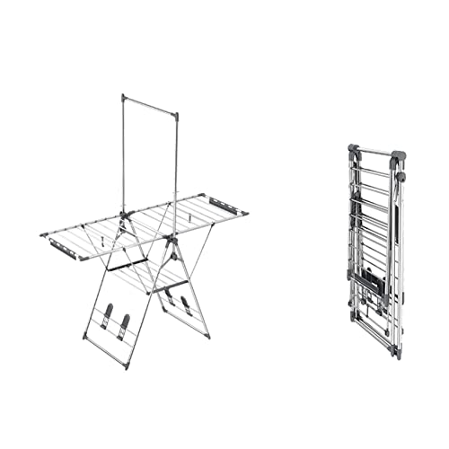 YIFEI2013-SHOP Folding Drying Rack Floor Drying Rack Folding Stainless Steel Indoor Home Balcony Outdoor Drying Quilt Lift Telescopic Rod Can Dry Shoes Design Collapsible Drying Rack