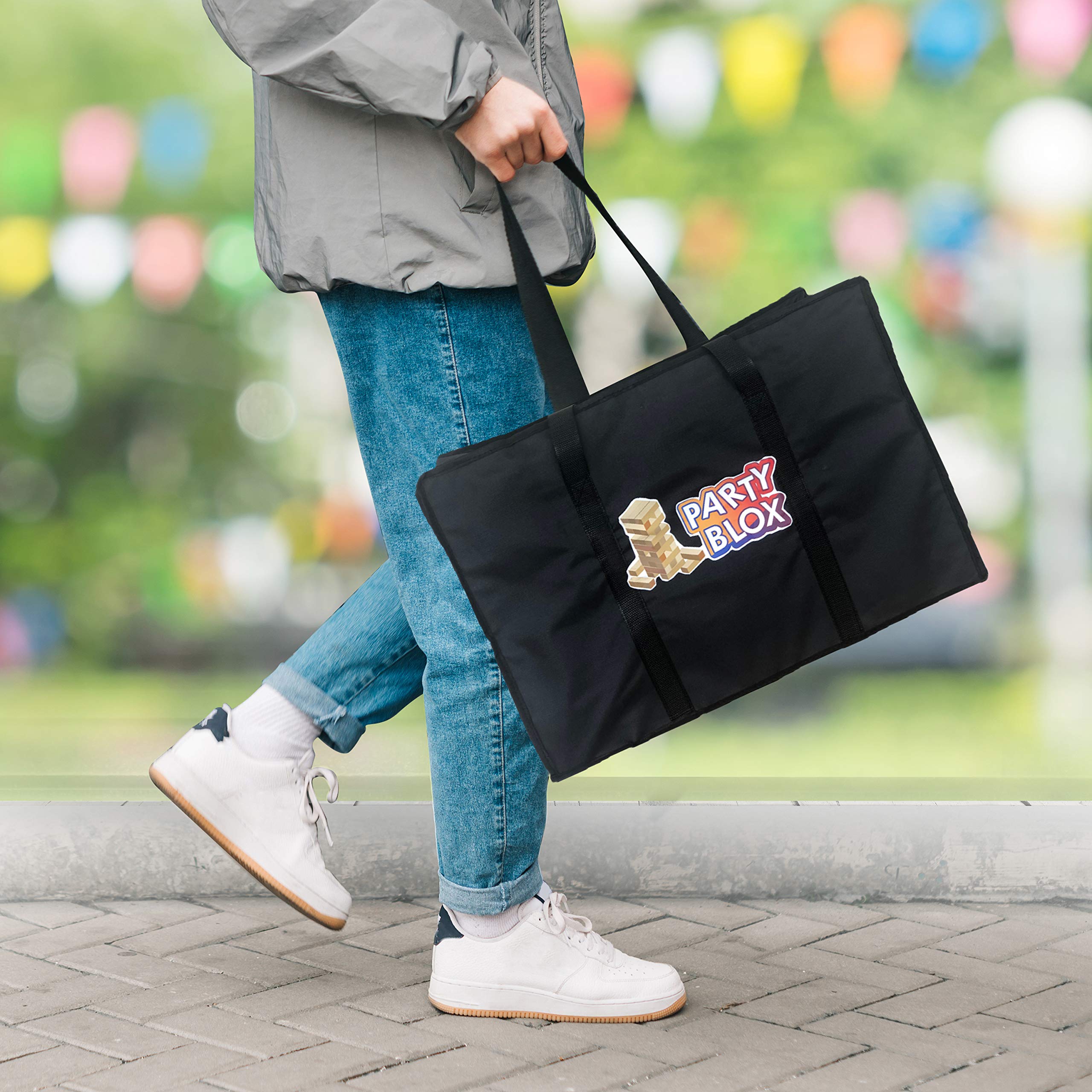 Giant Tumbling Tower Storage Bag & Carry Case for Stacking Game with Logo by Party Blox - Outside Yard Game XXL Sturdy Carrying Bag