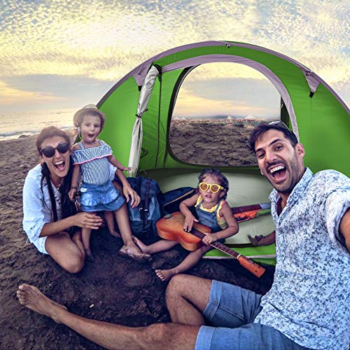 Easy Pop Up Tent 4 Person Waterproof - Pop-Up Camping Tents Automatic Tent Throw Pop Up Instant Flip Pop Tent for Camping,by ZOAMKE(Green)