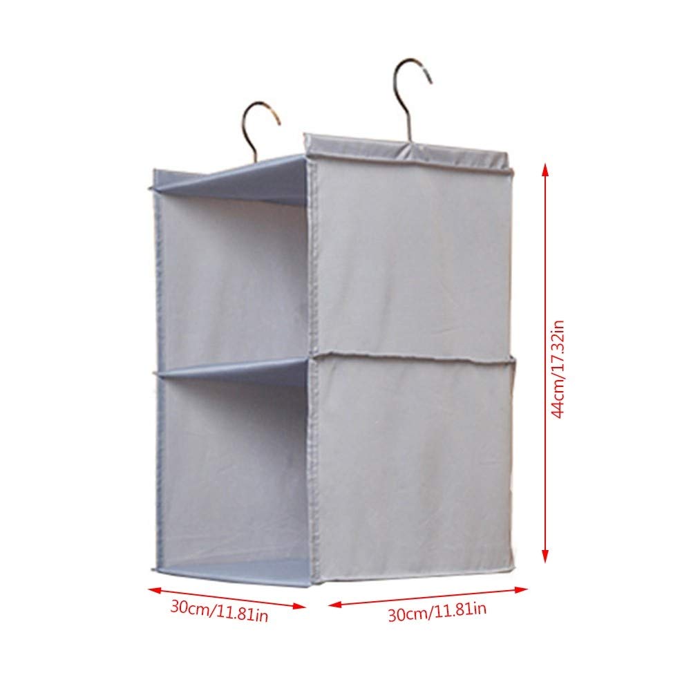 DONGKER 2PCS Hanging Closet Organizer, 2- Layer Foldable Storage Closet Underwear Storage Bag with 2 Hooks for Clothes Storage