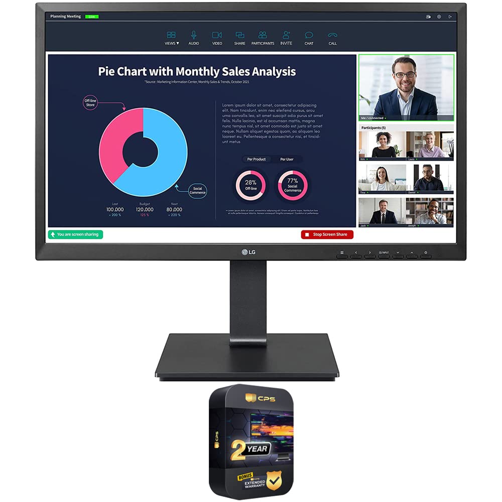LG 24MP750C-B 24 inch Full HD 1920 x 1080 PC Monitor with IPS Display Bundle with 2 YR CPS Enhanced Protection Pack