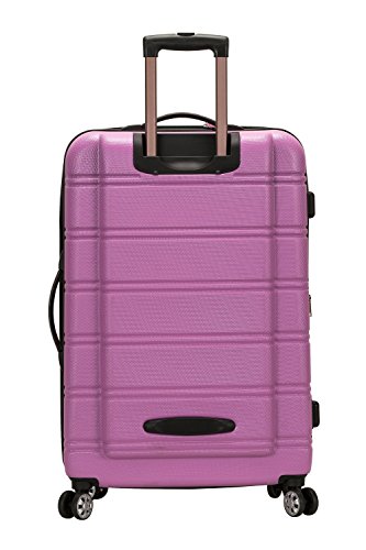 Rockland Melbourne Hardside Expandable Spinner Wheel Luggage, Pink, Checked-Large 28-Inch
