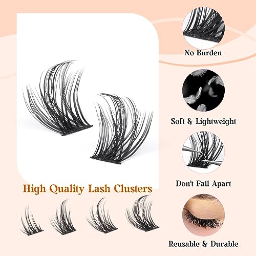 DIY Lash Extension Kit Lash Clusters Kit 168Pcs Natural Look Individual Cluster Eyelashes 10-16MM Eyelash Extensions at Home Lash Bond and Seal Strong Hold by Newcally