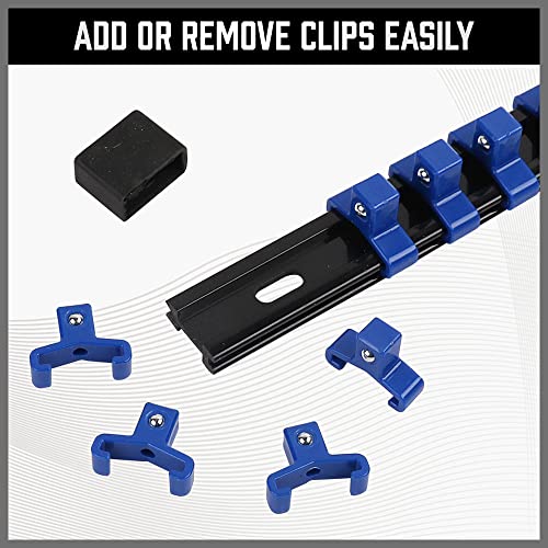 HORUSDY 9PC ABS Socket Organizer, 1/4-Inch x 38 Clips, 3/8-Inch x 45 Clips, 1/2-Inch x 36 Clips, Premium Quality Socket Holders