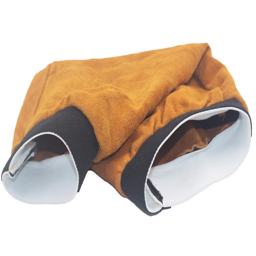Jewboer Leather Welding Sleeves Heat Flame Resistant Arm Protection for Welder 16.5" Long