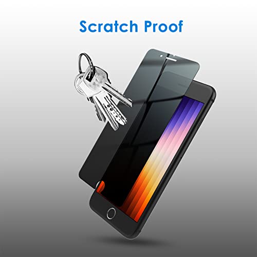 JETech Privacy Screen Protector for iPhone SE 3 (2022 3rd Edition) 4.7-Inch, Anti Spy Tempered Glass Film, Case Friendly, 2-Pack