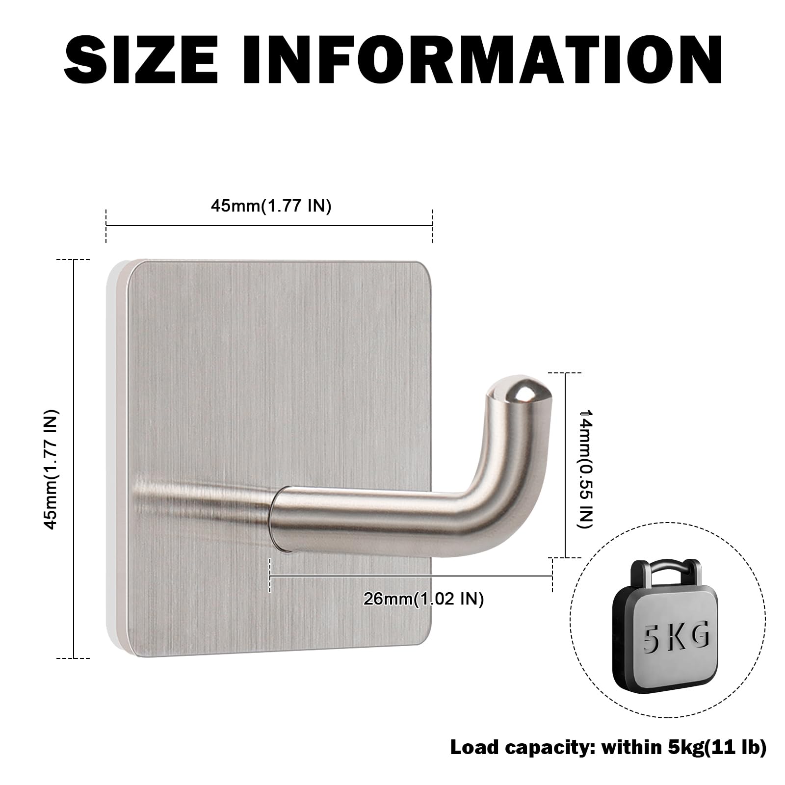 Livabber Adhesive Towel Hooks, 304 Stainless Steel Self Sticky Wall Hooks Waterproof Shower Hooks for Robe/Clothes, No Drilling Towel Hangers for Bathroom Kitchen Bedroom, 6 Packs(Brushed Nickel)
