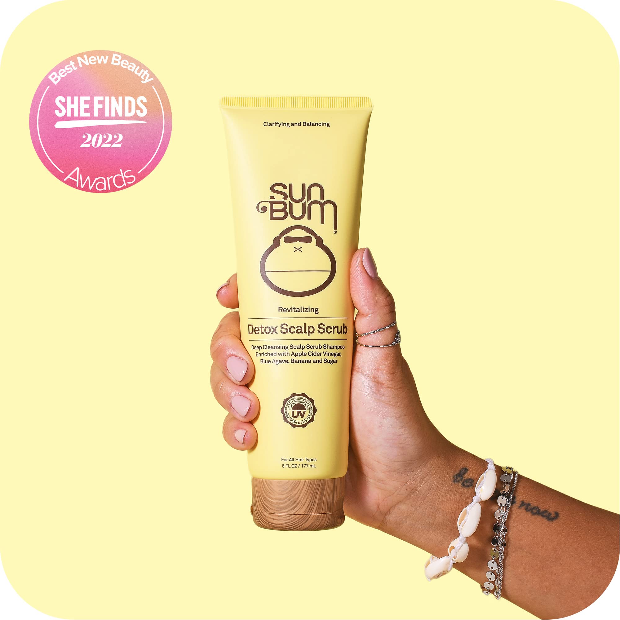 Sun Bum Revitalizing Detox Scalp Scrub | Vegan and Cruelty Free Moisturizing and Deep Cleansing and Exfoliating Hair Wash with Apple Cider Vinegar | 6 oz