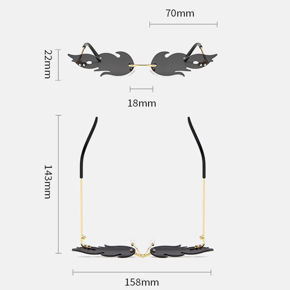 ENTHYI Polygon Flame Sunglasses for Women Frameless Party Colorful Punk Eyewear Cosplay Glasses Men