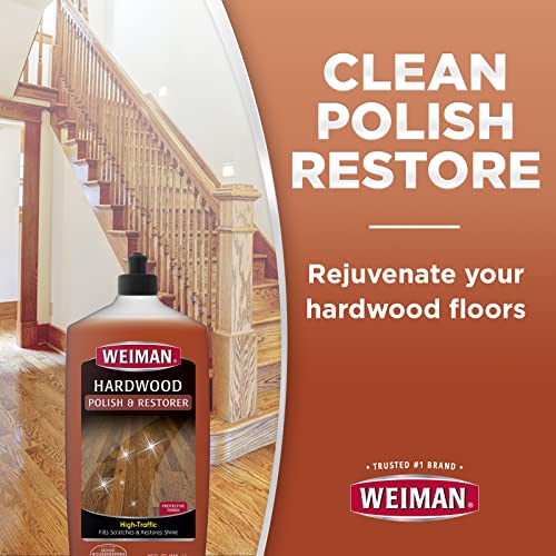 Weiman Wood Floor Polish and Restorer 32 Oz 3PC Bundle - High-Traffic Hardwood Floor, Natural Shine, Removes Scratches, Leaves Protective Layer
