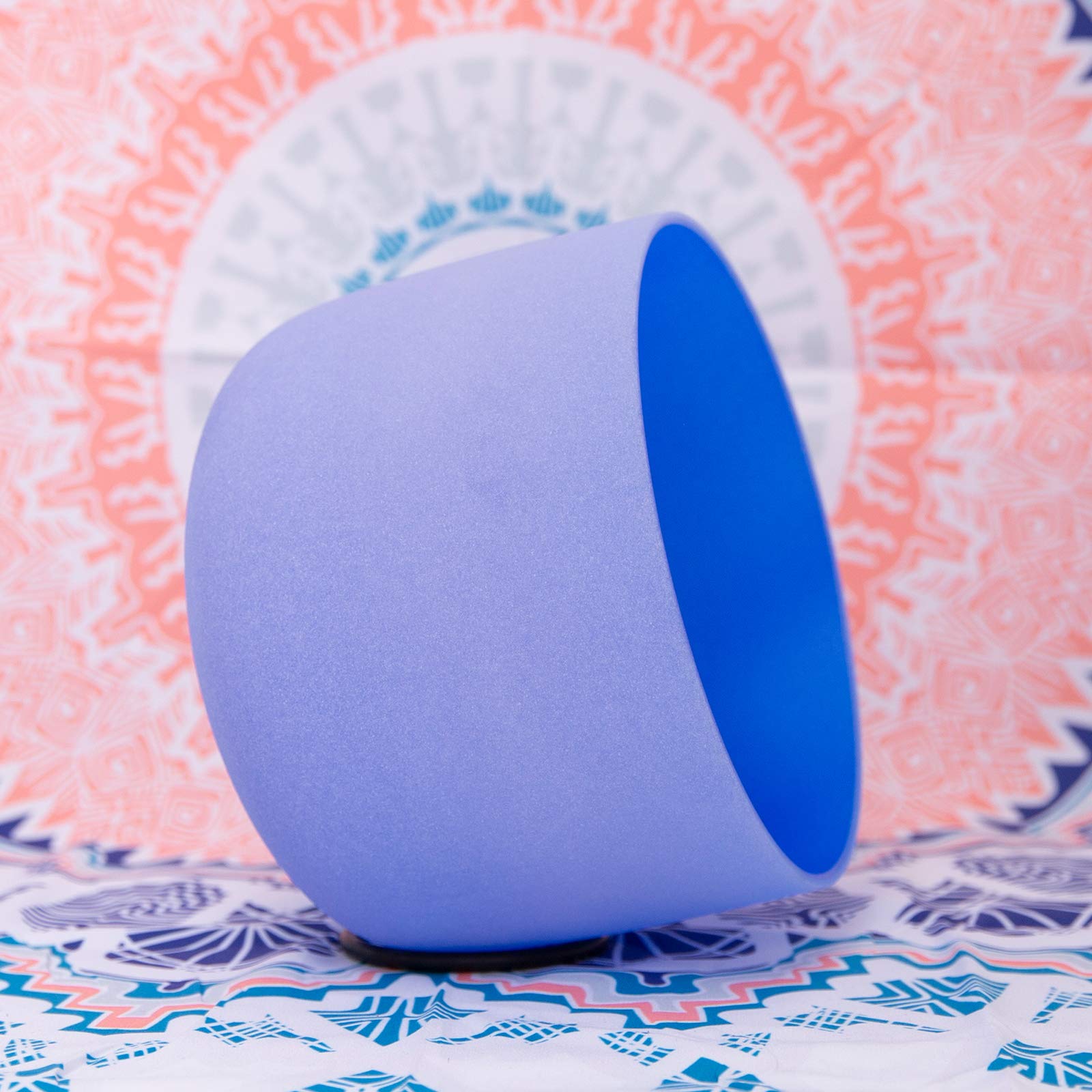 ENERGYSOUND Blue Colored Frosted G Note Throat Chakra Quartz Crystal Singing Bowl 10 inch mallet and o-ring included