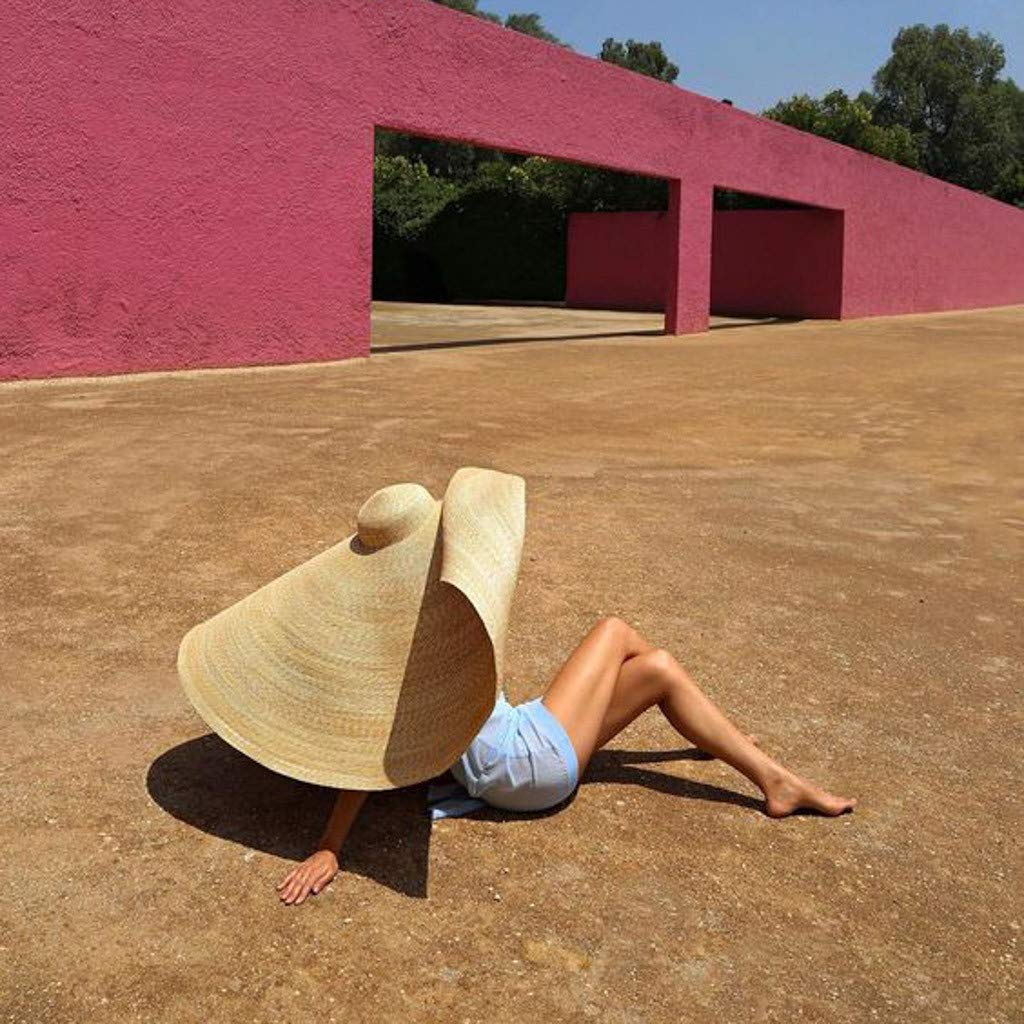 Floppy Straw Hat Large Brim Sun Oversized Hat Beach Anti-UV Sun Protection Foldable Roll up Summer Hat (# 1)