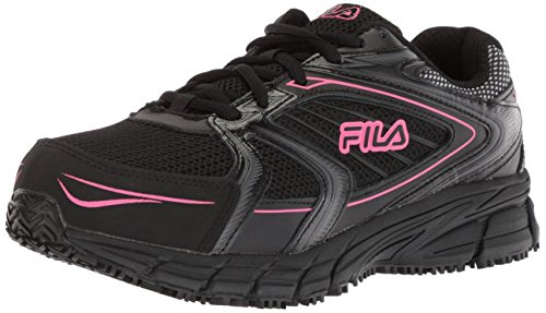 Fila Women's Memory Reckoning 8 Slip Resistant Steel Toe Running Shoe Sr St, Black/Black/KOPK, 8
