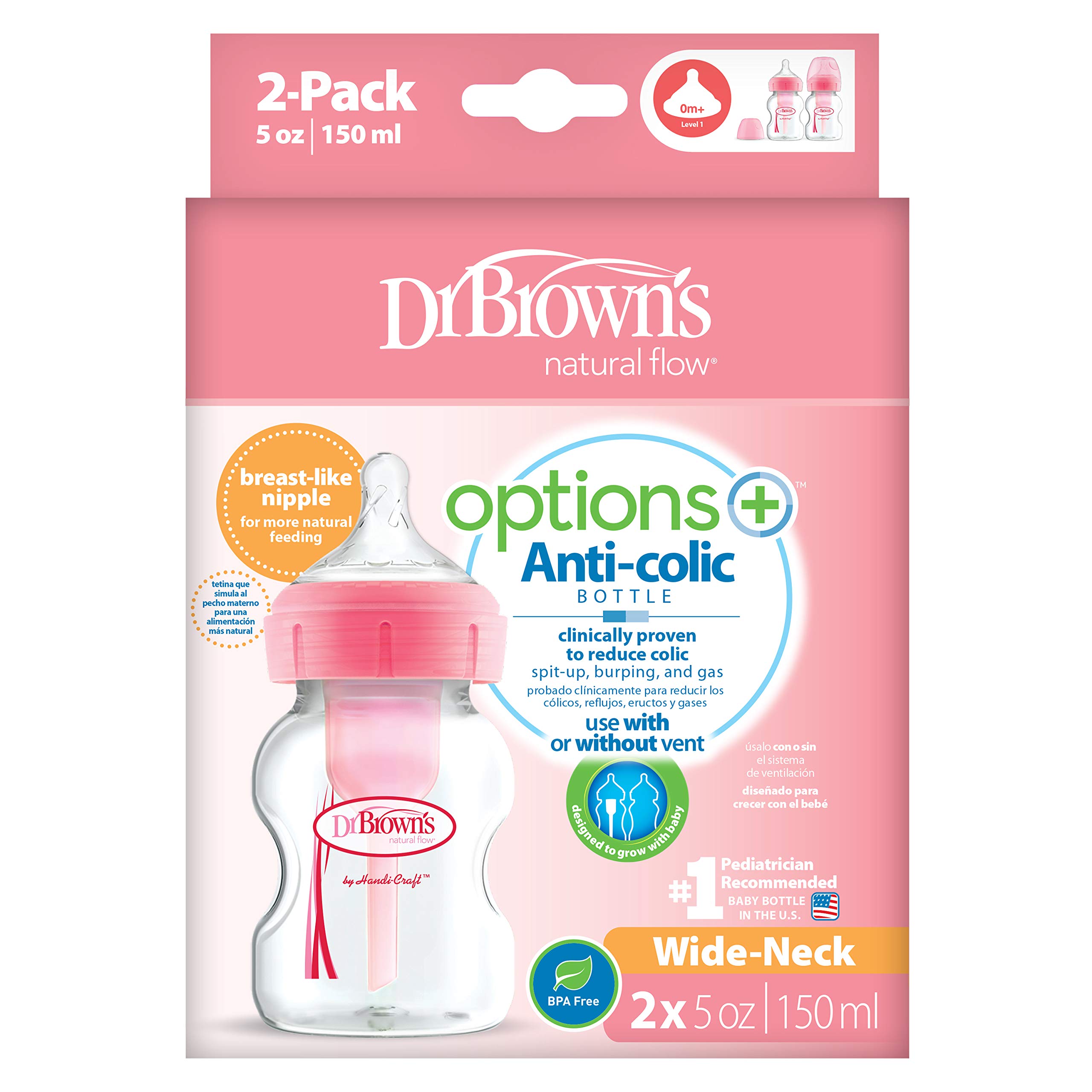 Dr. Brown's Wide-Neck Bottle, 4 Ounce, 2-Pack