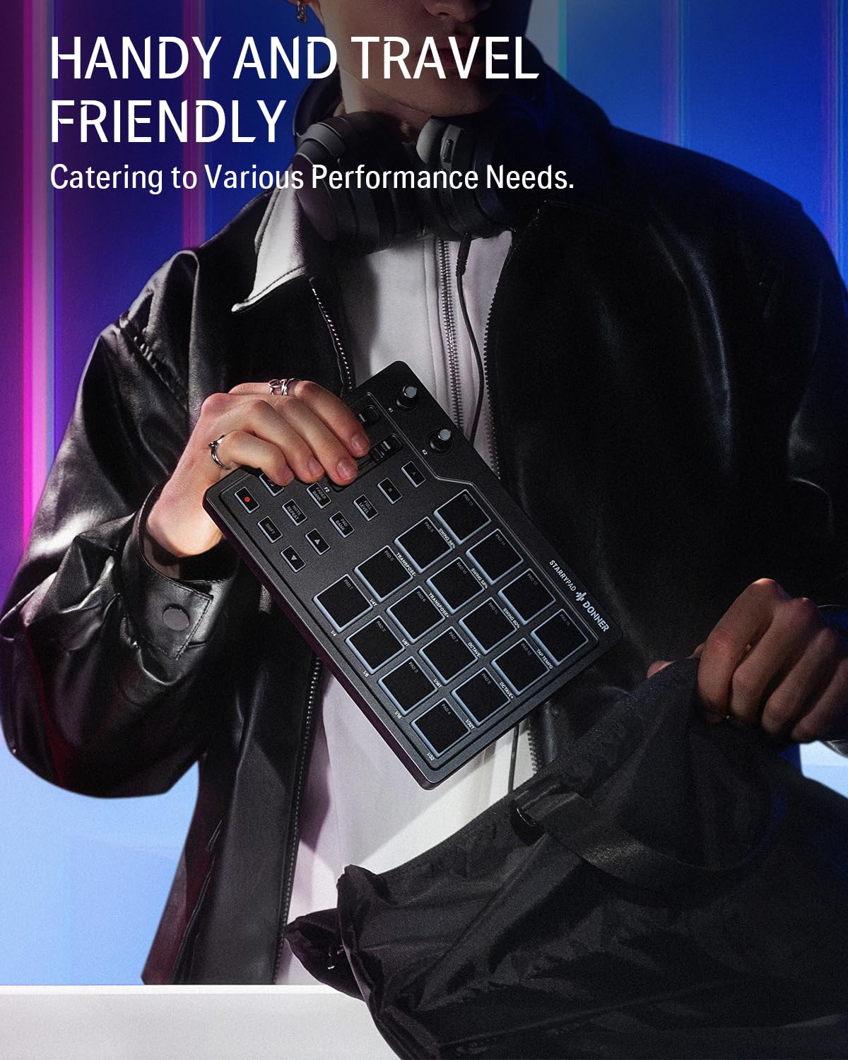 Donner MIDI Keyboard Controller, DMK25 Portable MIDI with 25 Responsive Keys, 8 Great Tactile Backlit Drum Pads, 4 Assignable Knobs for Beginners & Music Composition Lover, Great Gift for Son, Black