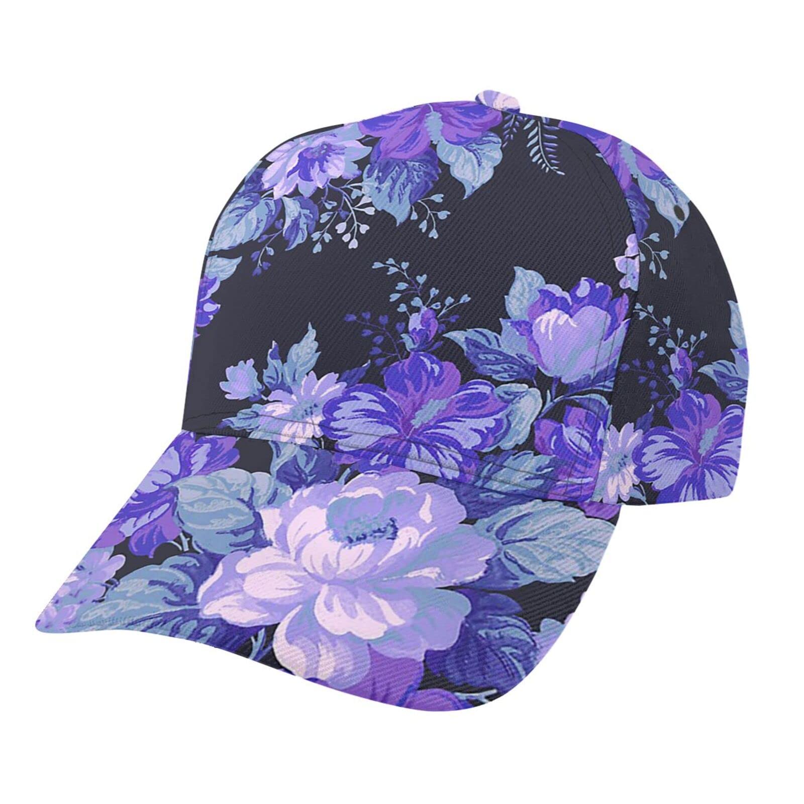 Floral Baseball Caps for Women Purple Low Profile Fashion Adjustable Dad Hat for Summer Beach Travel