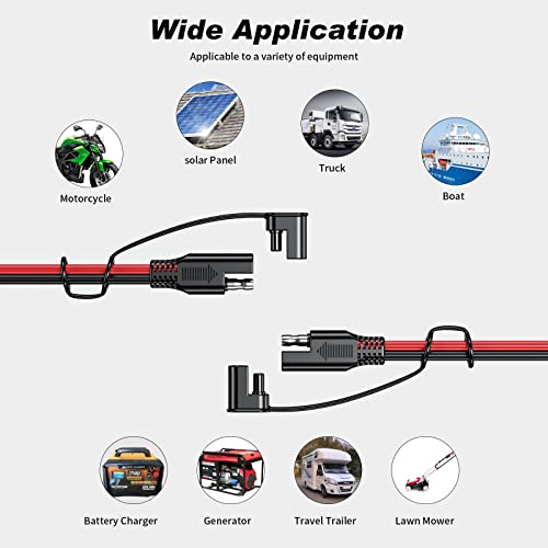 Kewig SAE Extension Cable 16AWG SAE to SAE Extension Cable Quick Disconnect Wire Harness SAE Connector for Solar Panel Battery Motorcycle Cars Tractor (13FT)