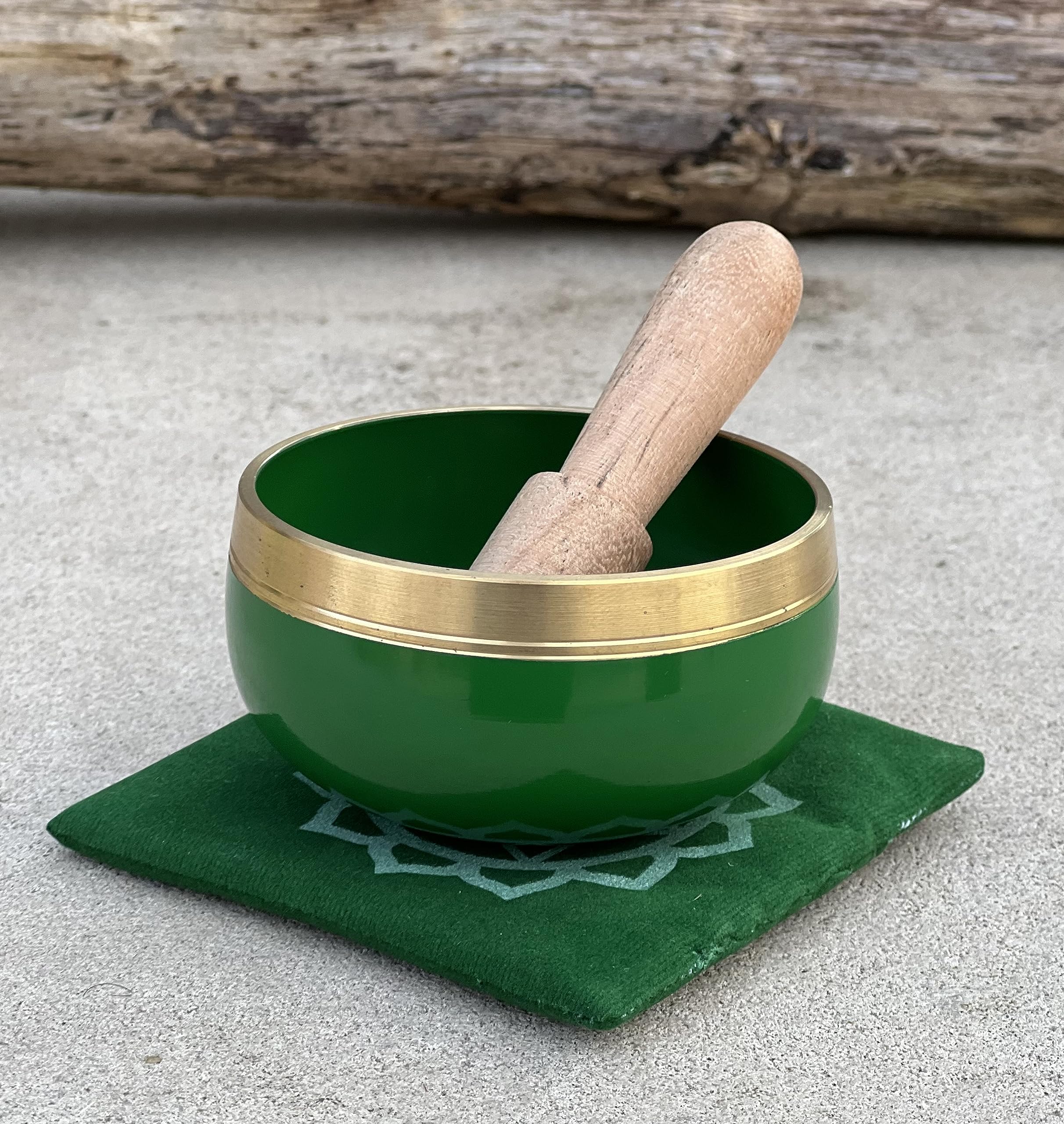 DharmaObjects Tibetan Heart Chakra Premium Palm Size Singing Bowl Gift Box Set