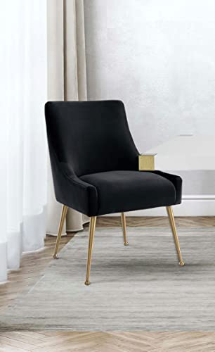 TOV Furniture Beatrix Ultra Modern Velvet Upholstered Dining Side Chair, 22" Black