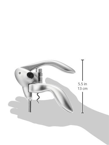 Houdini Lever Corkscrew with Foil Cutter and Extra Spiral (Silver)