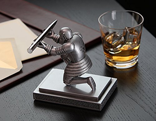 ThinkGeek Executive Knight Pen Holder - Fancy Black-Inked Pen with Refillable Ink Included - A ThinkGeek Creation and Exclusive, Silver/Grey, One Size (71543)