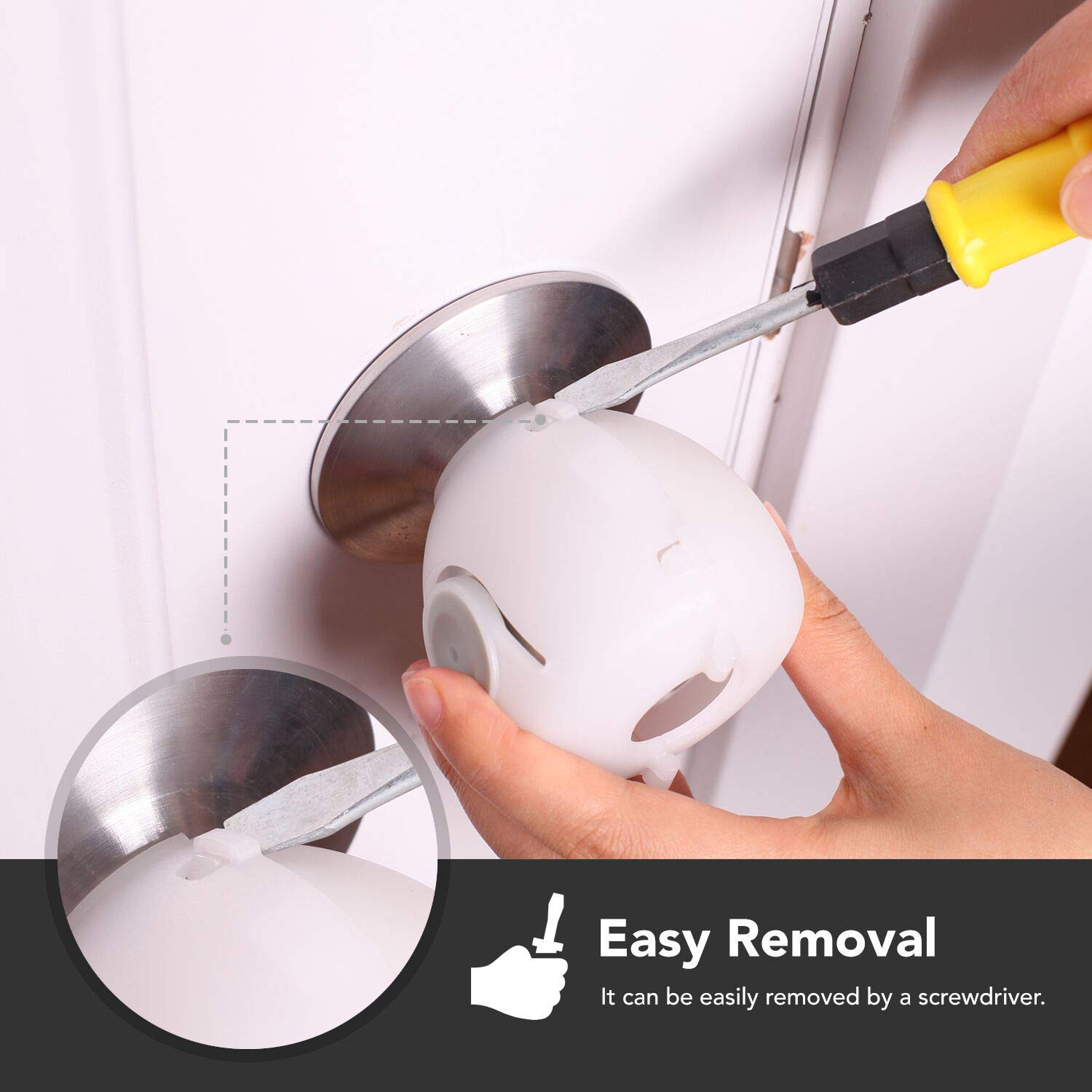 EUDEMON 4 Door Knob Cover & 2 Pack Door Lever Lock Bundle