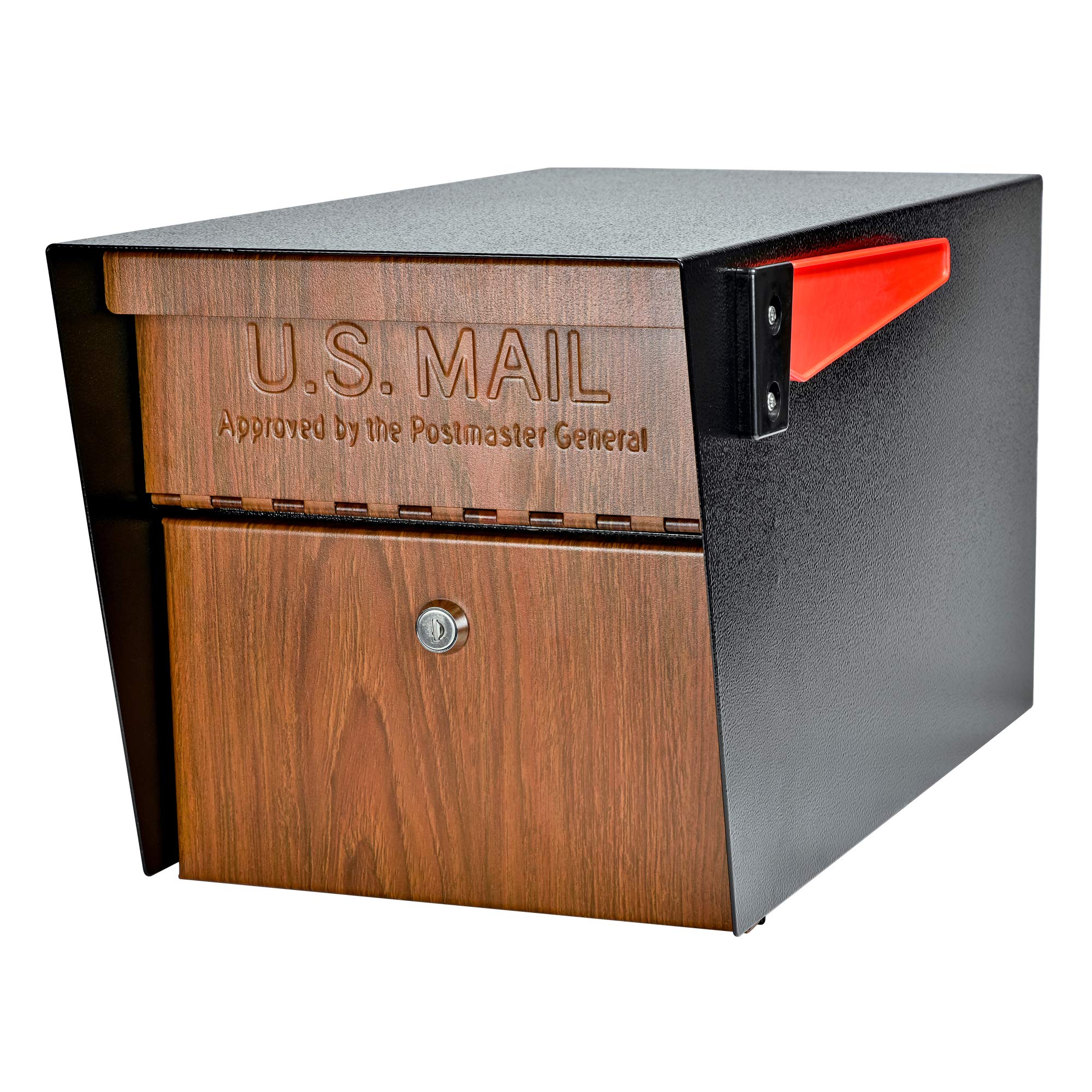 Mail Boss Curbside, Wood Grain 7510 Mail Manager Locking Security Mailbox , Black