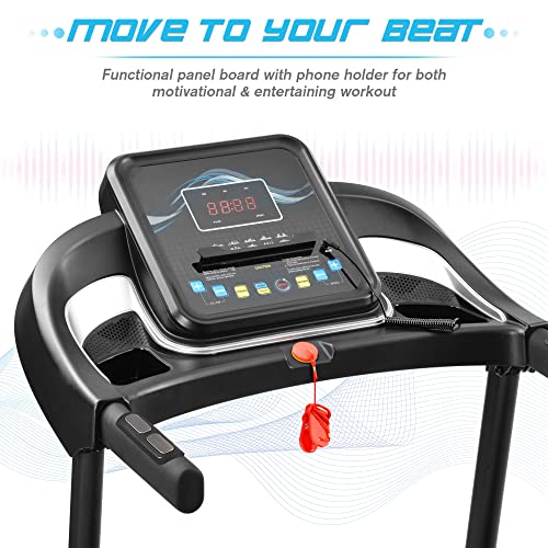 Electric Treadmill with Incline, 2023 Foldable Treadmills for Home, Treadmill 300 LB Capacity Workout Running Jogging Walking Machine, 2.5HP Portable Compact Treadmill with 12 Programs