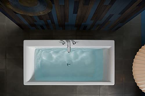 KOHLER K-6367-0 Stargaze 72-Inch x 36-Inch Freestanding bath with fluted shroud and center drain, White