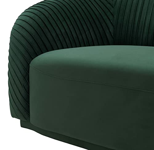TOV Furniture Yara 31.3" H Velvet Upholstered Sofa in Pleated Forest Green